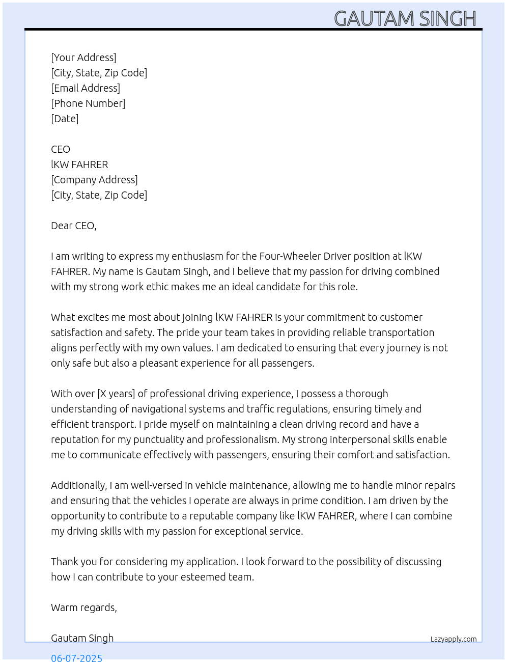 Cover letter for four wheeler driver - LazyApply