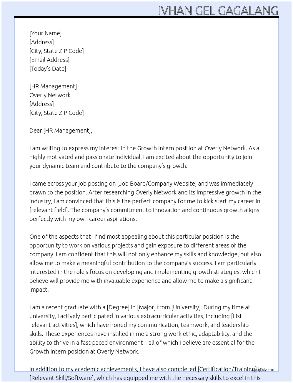 Cover letter for growth intern - LazyApply