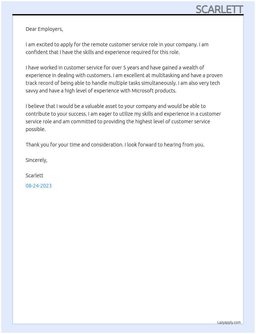 Cover letter for remote - LazyApply
