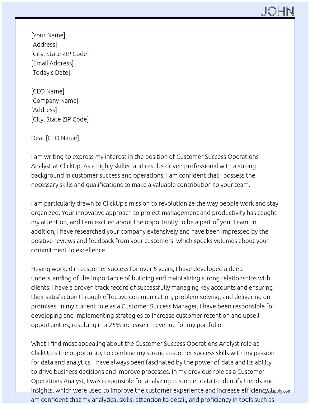 Cover letter for click-up - LazyApply