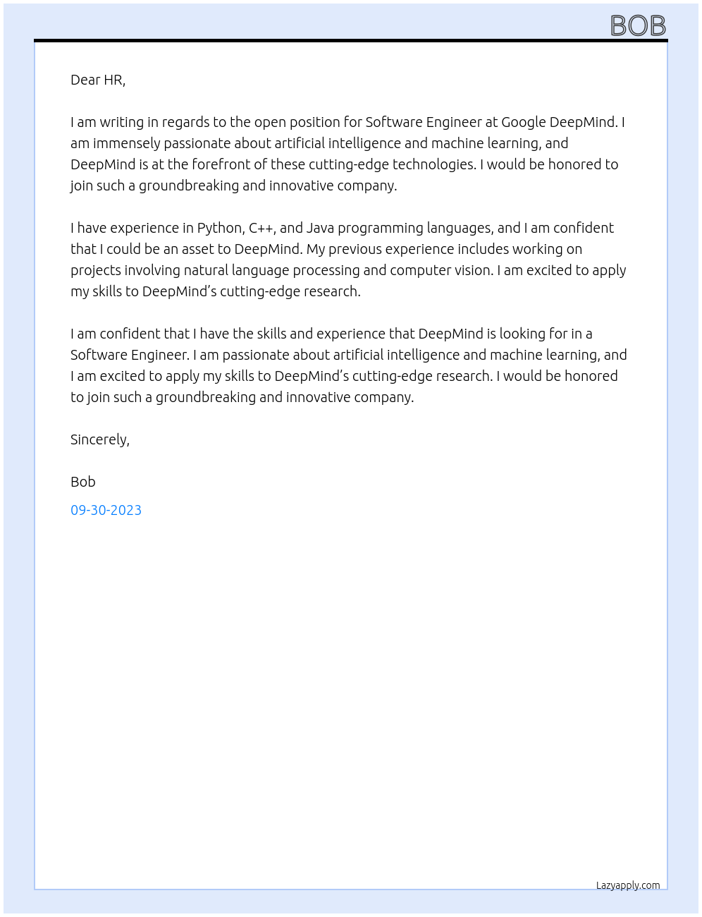 Cover letter for google deepmind - LazyApply