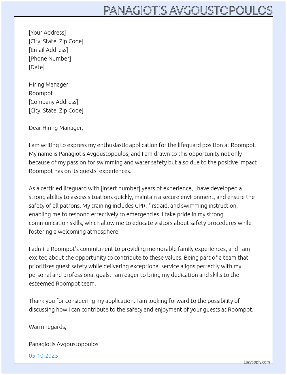 Cover letter for lifeguard - LazyApply