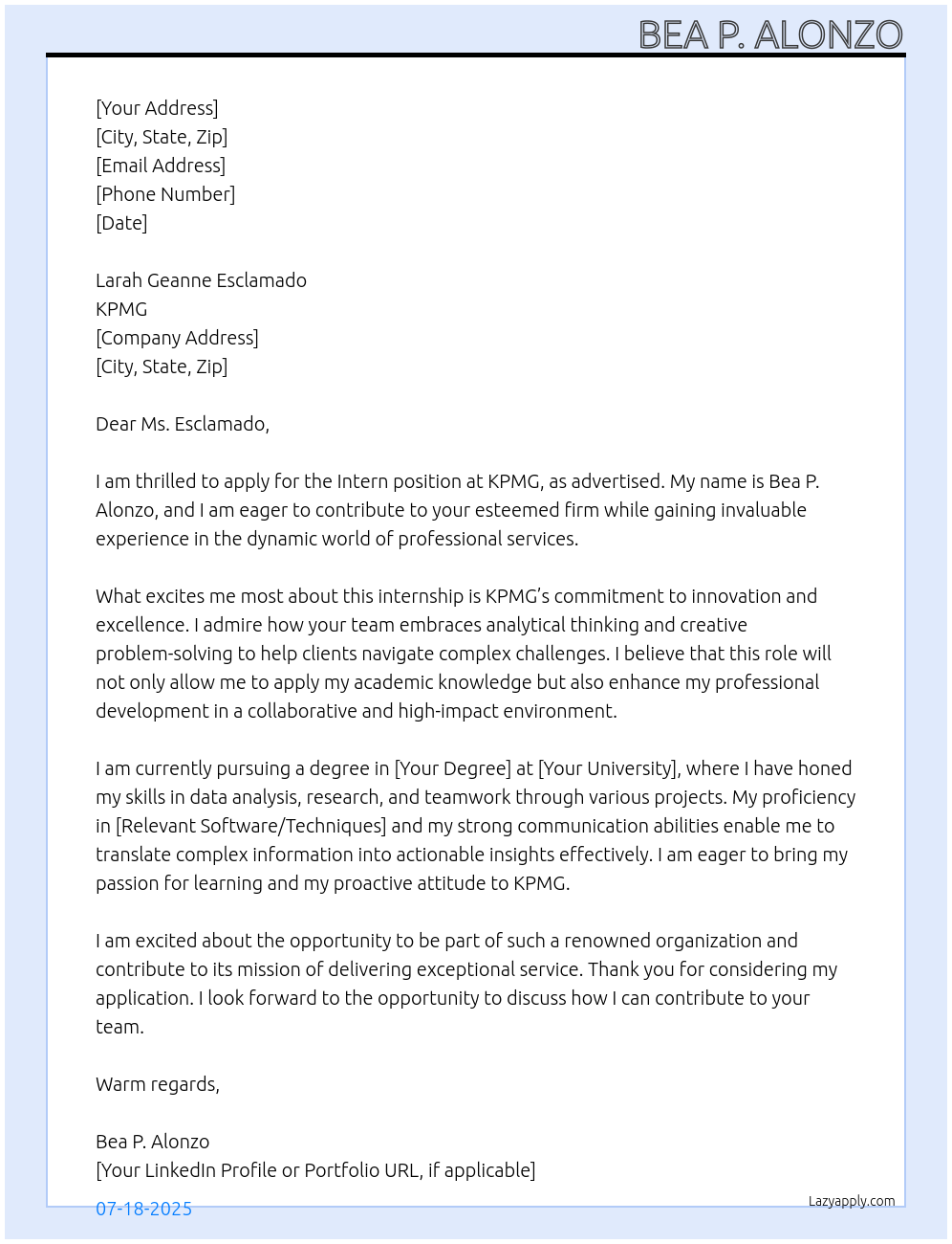 Cover letter for kpmg - LazyApply