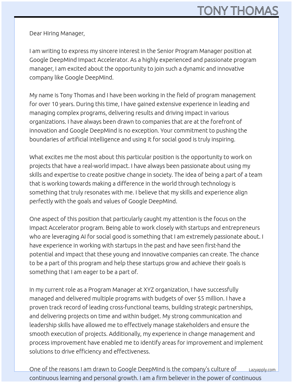 Cover letter for google deepmind - LazyApply