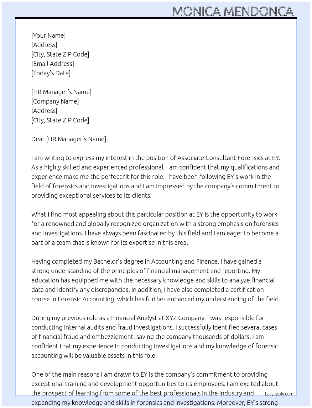 Cover letter for associate consultant-forensics-national-asu-forensics ...
