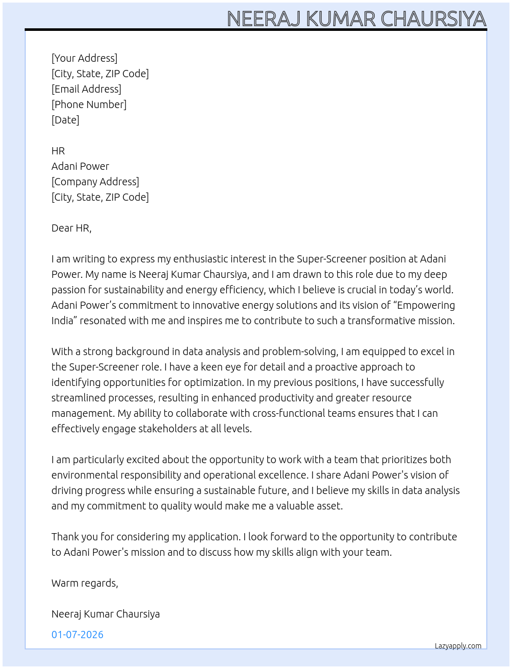 Cover letter for super-screener - LazyApply