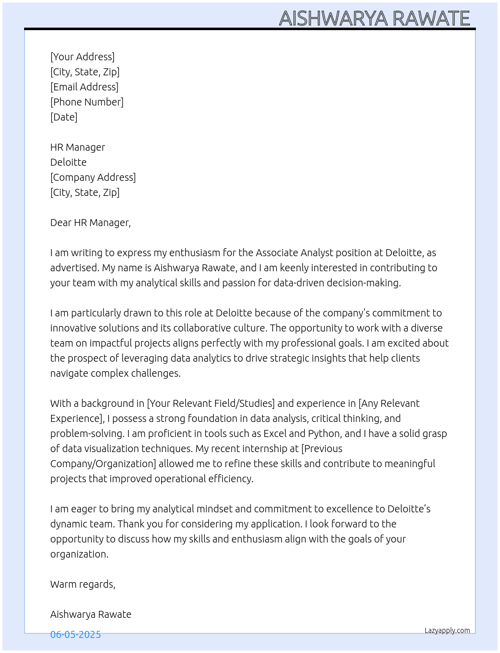 Cover letter for deloitte - LazyApply