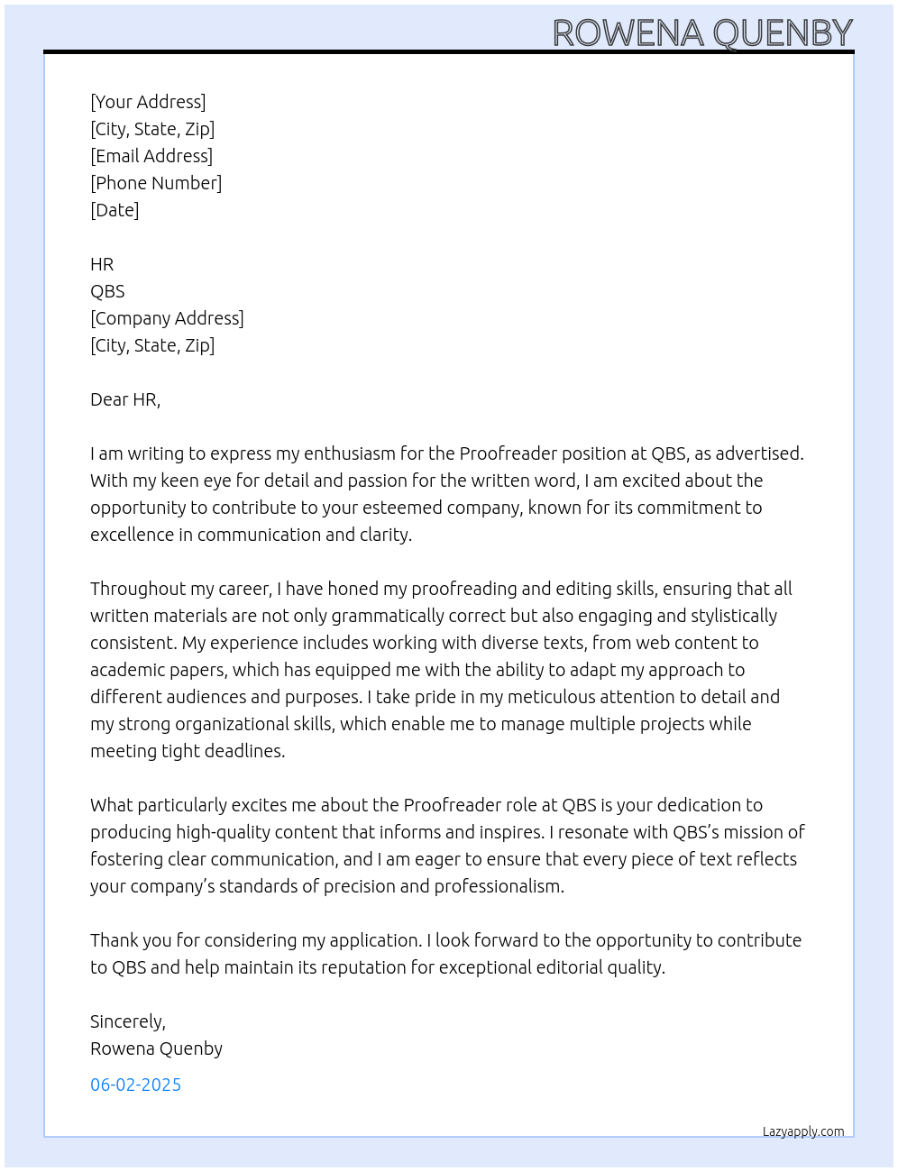 Cover letter for proofreader - LazyApply