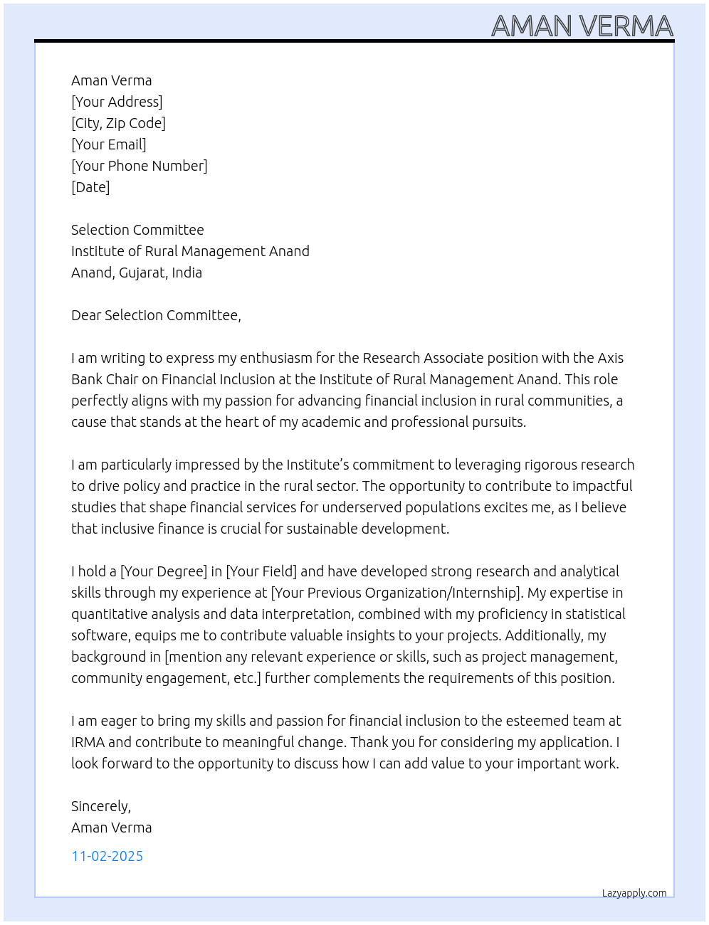 Cover letter for research associate for axis bank chair on financial ...