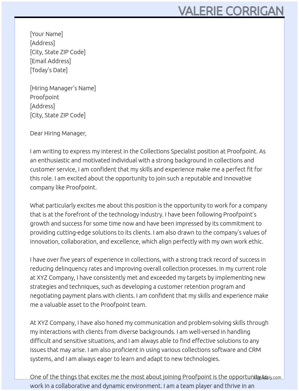Cover letter for collections specialist - LazyApply