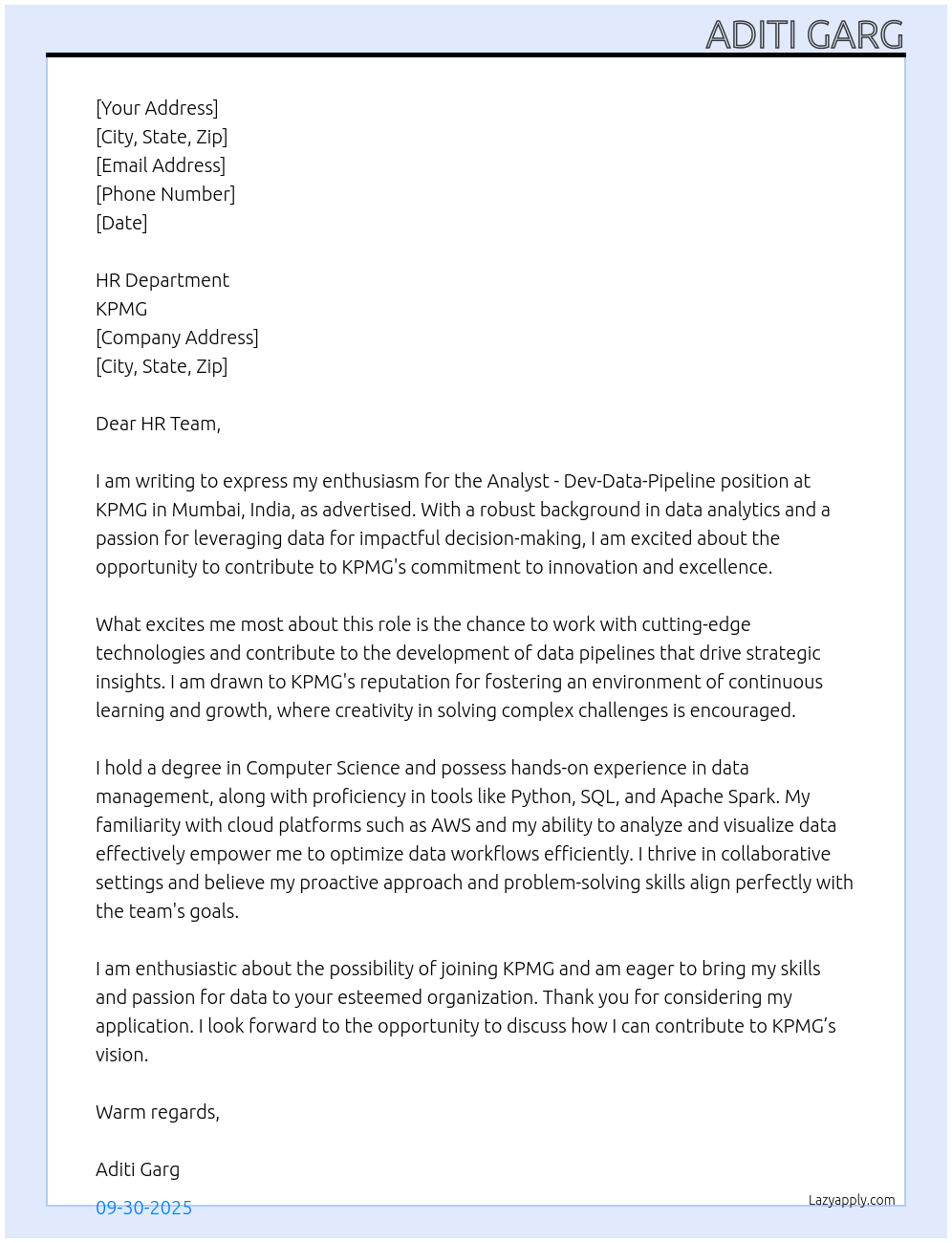 Cover letter for kpmg - LazyApply