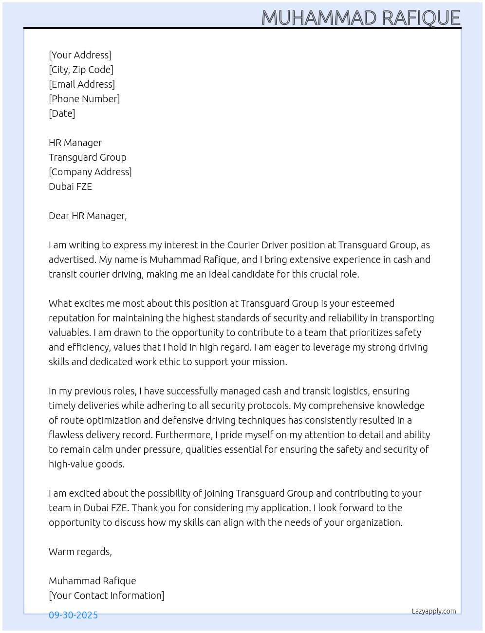 Cover letter for courier driver - LazyApply
