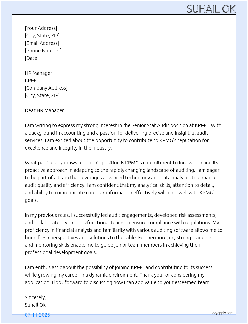 Cover letter for kpmg - LazyApply