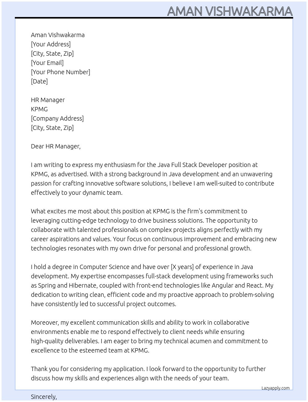 Cover letter for kpmg - LazyApply