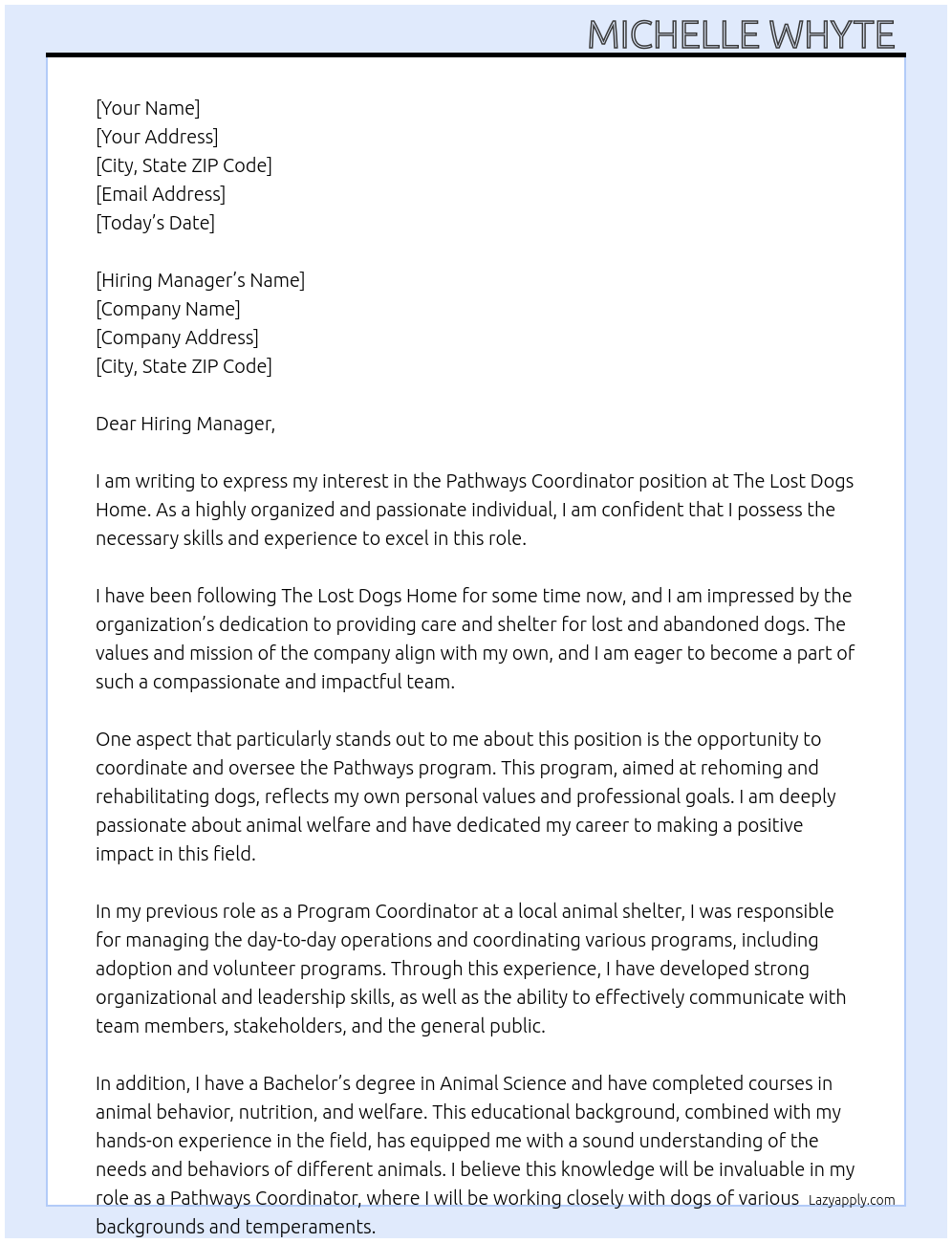 Cover letter for pathways coordinator - LazyApply