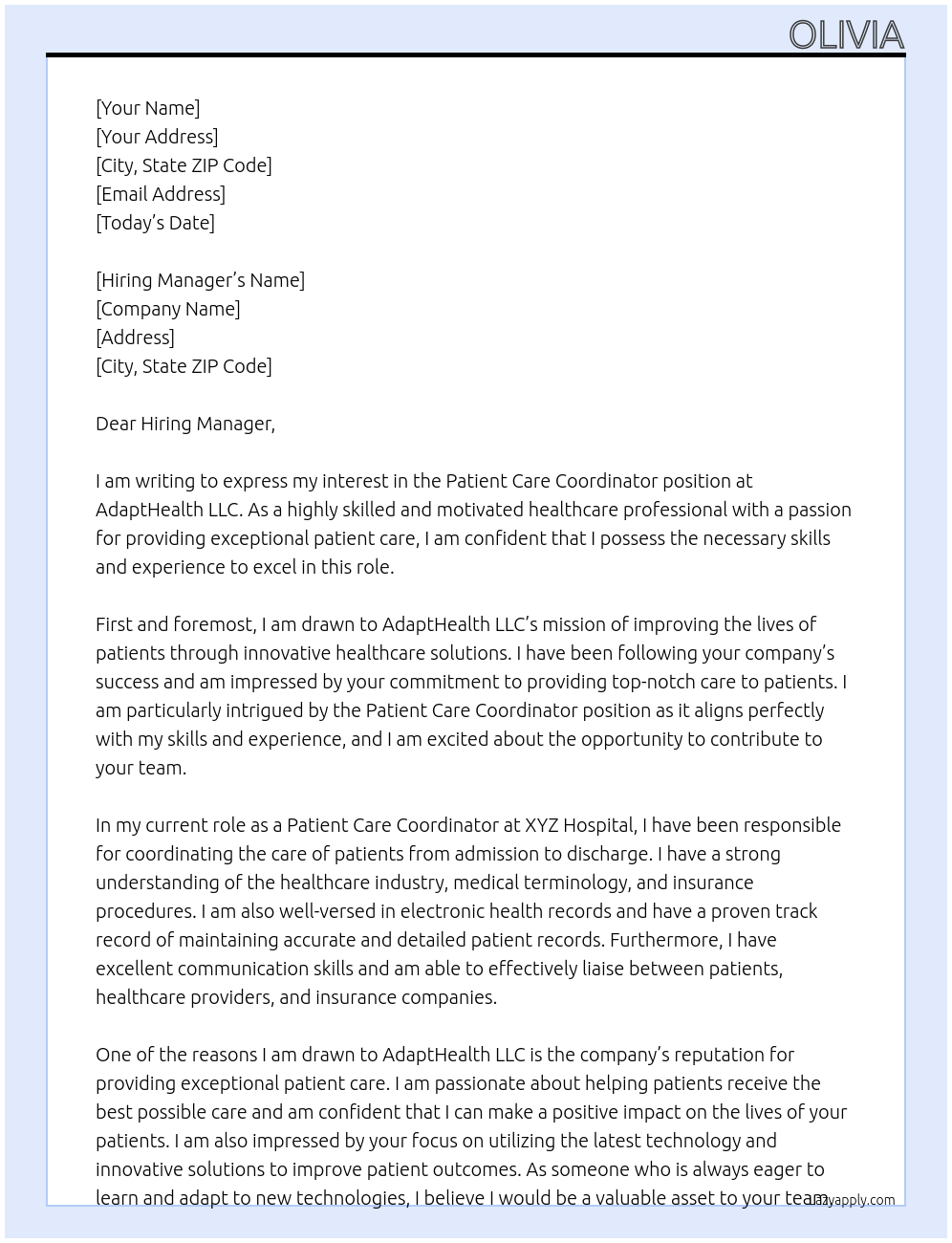Cover letter for patient care coordinator - LazyApply