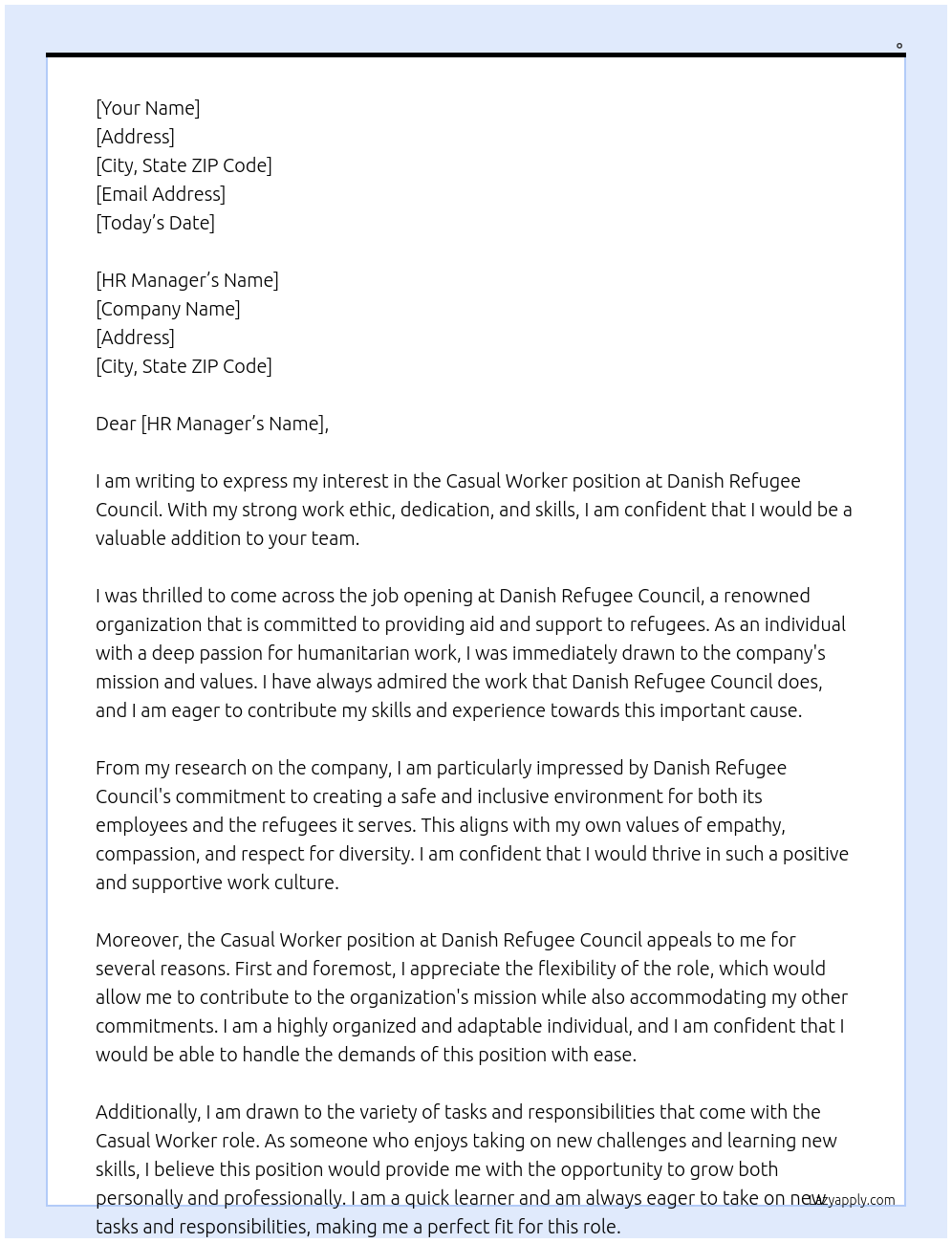 Cover letter for casual worker - LazyApply