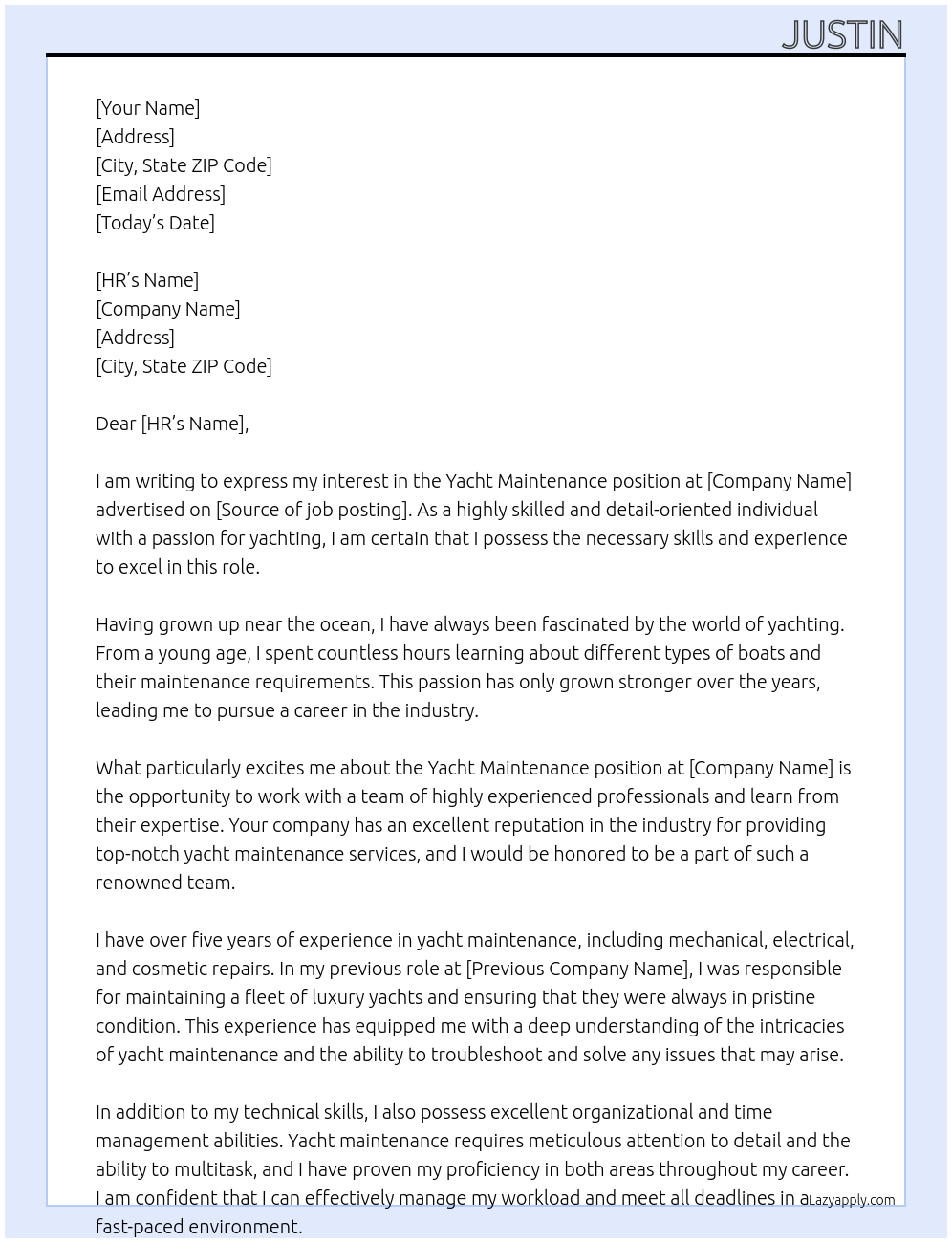 Cover letter for yacht maintenance - LazyApply