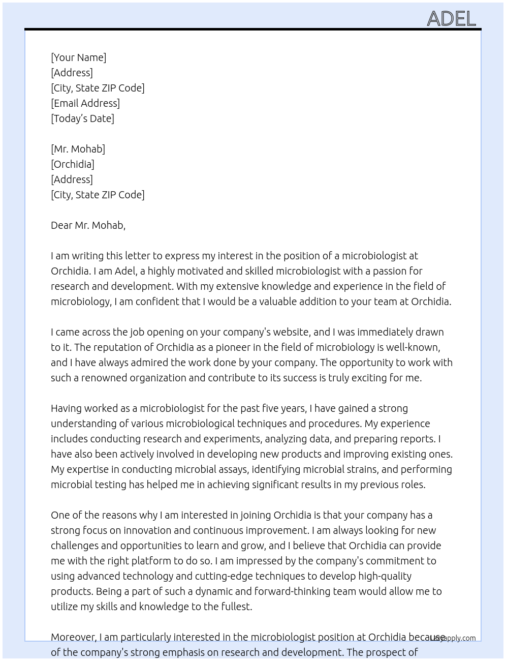 Cover letter for microbiologist - LazyApply