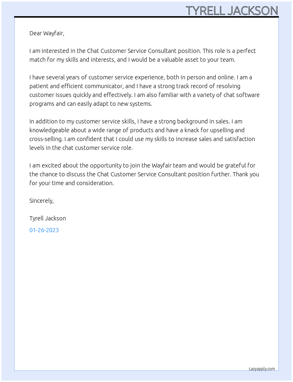 Cover Letter For Wayfair LazyApply Cover Letter For Wayfair LazyApply