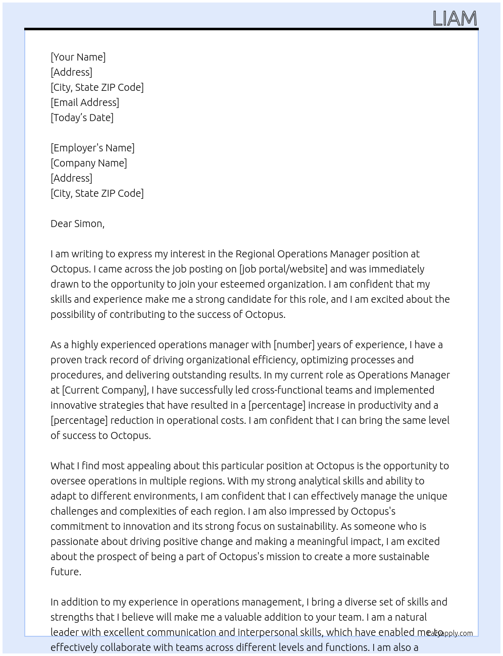 Cover letter for regional operations manager - LazyApply Cover letter for regional operations manager - LazyApply