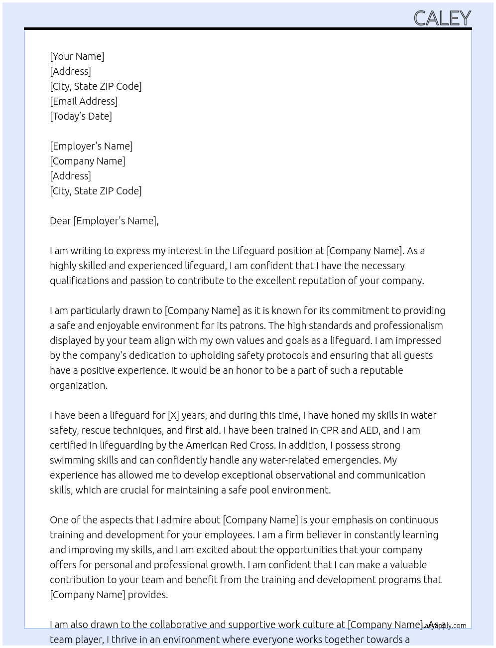 Cover letter for lifeguard - LazyApply