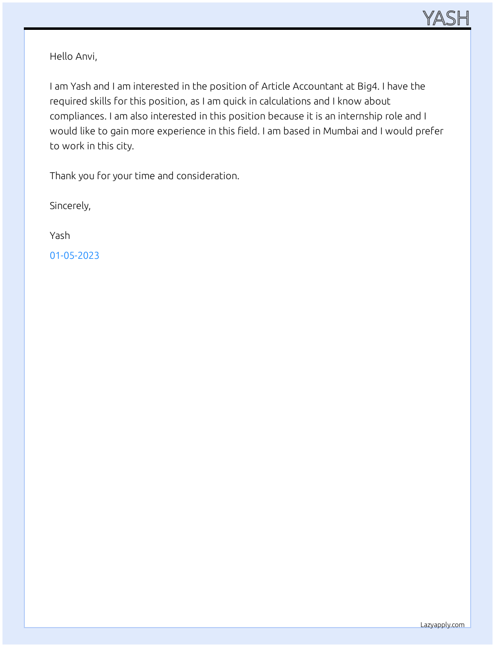 Cover Letter For Big4 LazyApply Cover Letter For Big4 LazyApply