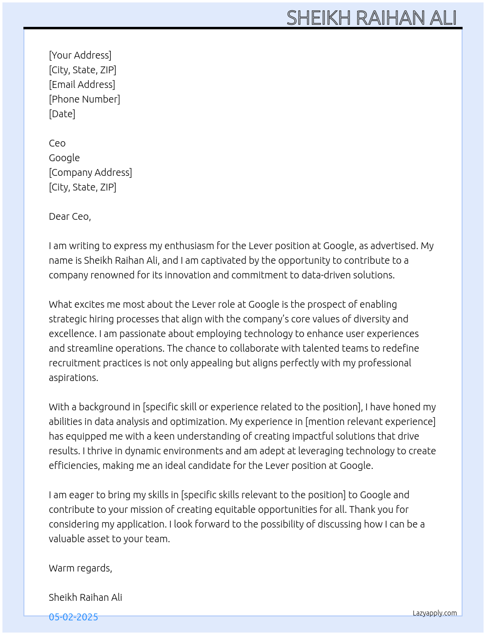 Cover letter for lever - LazyApply