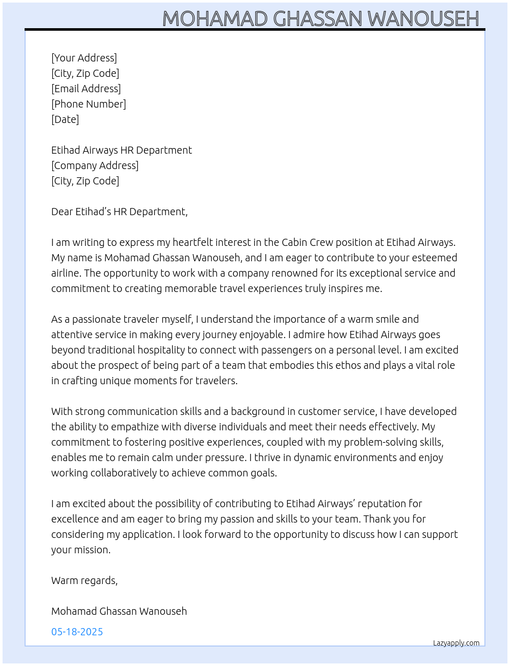 Cover letter for cabin crew - LazyApply