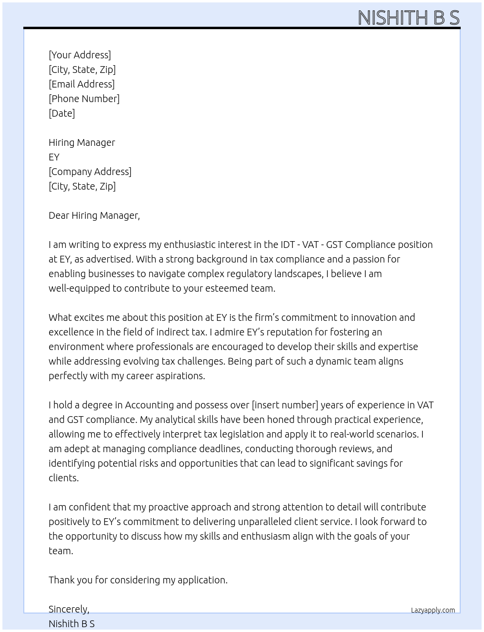 Cover letter for ey - LazyApply