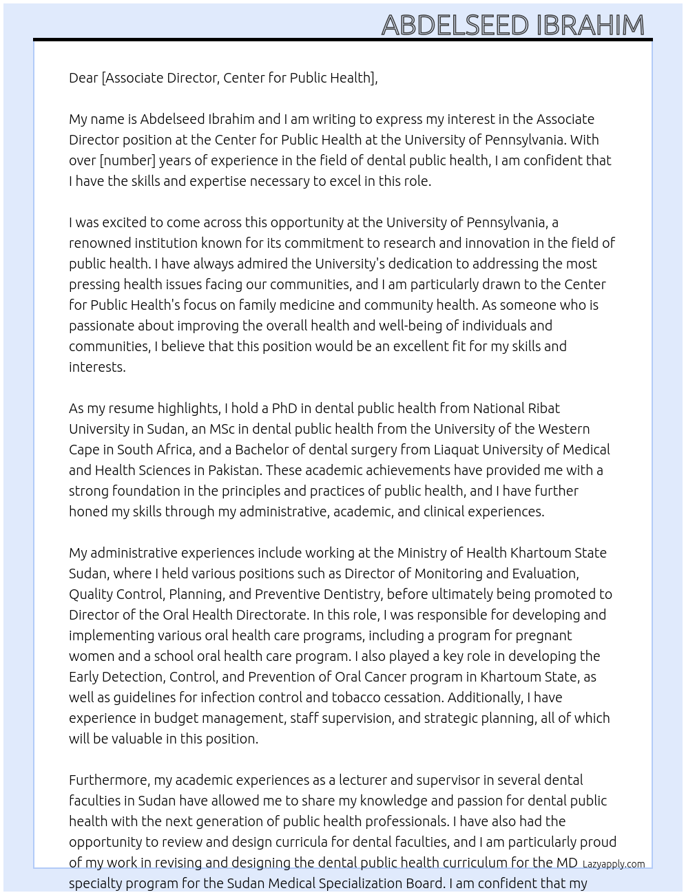 Cover letter for university of pennsylvania - LazyApply