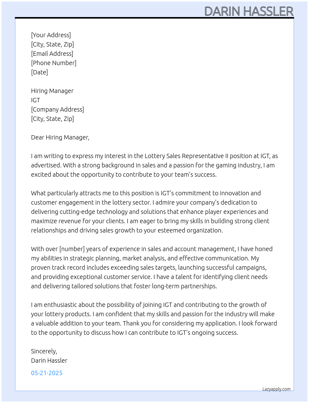 Cover letter for lottery sales representative ii - LazyApply