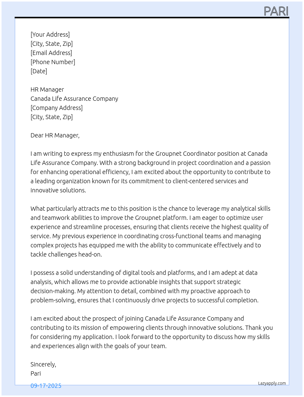 Cover letter for groupnet coordinator - LazyApply