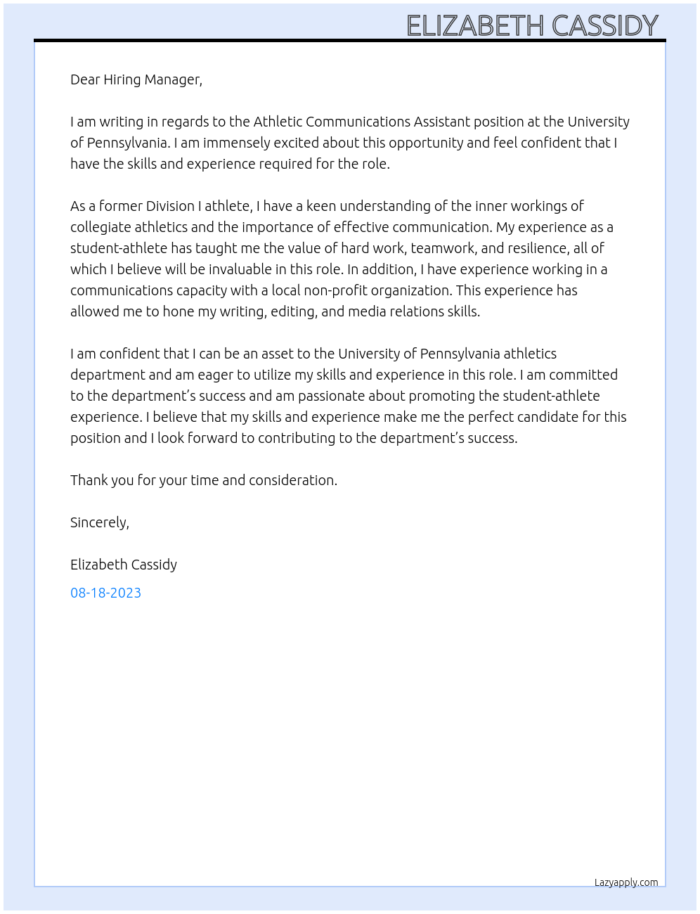 Cover letter for university of pennsylvania - LazyApply