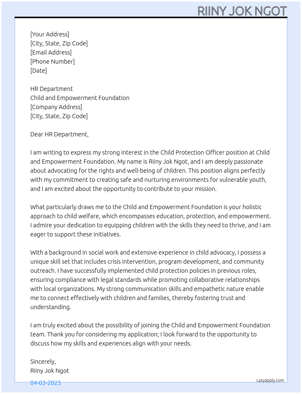 Cover letter for child protection officer - LazyApply Cover letter for child protection officer - LazyApply
