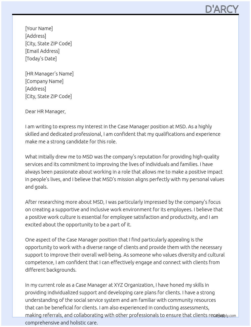 Cover letter for case manager - LazyApply