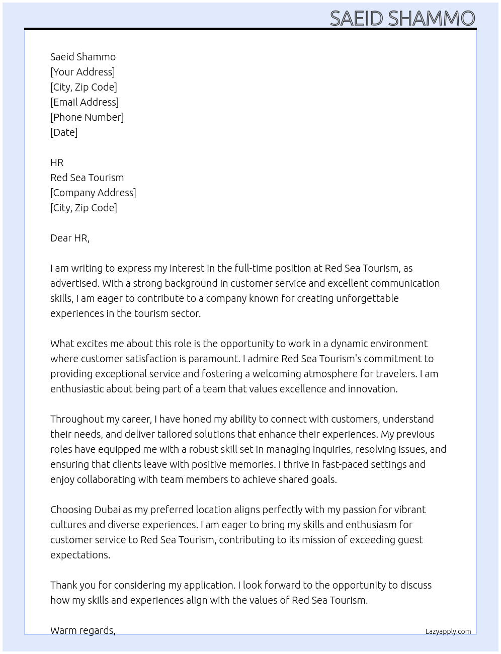 Cover letter for company drive - LazyApply