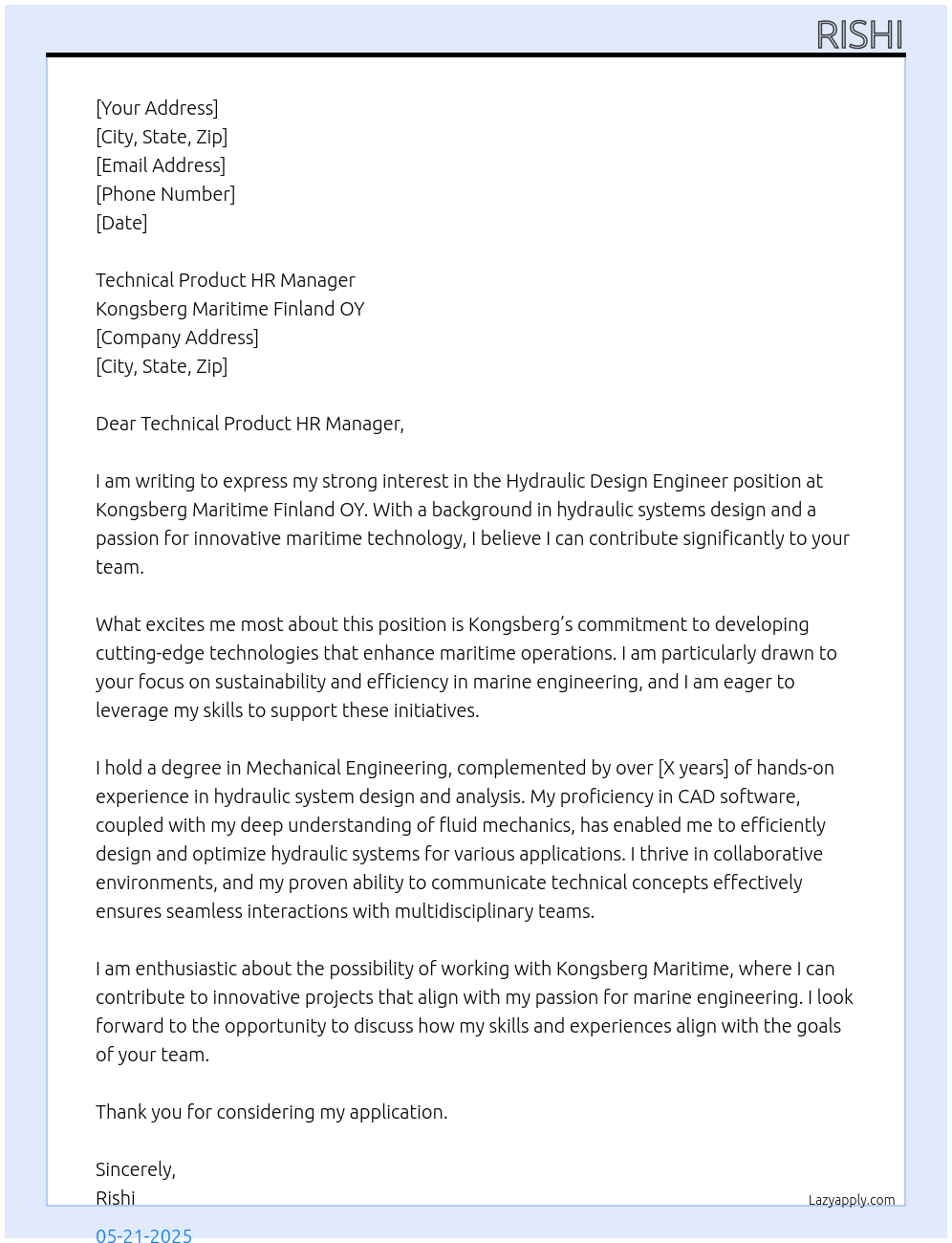 Cover letter for hydraulic design engineer - LazyApply