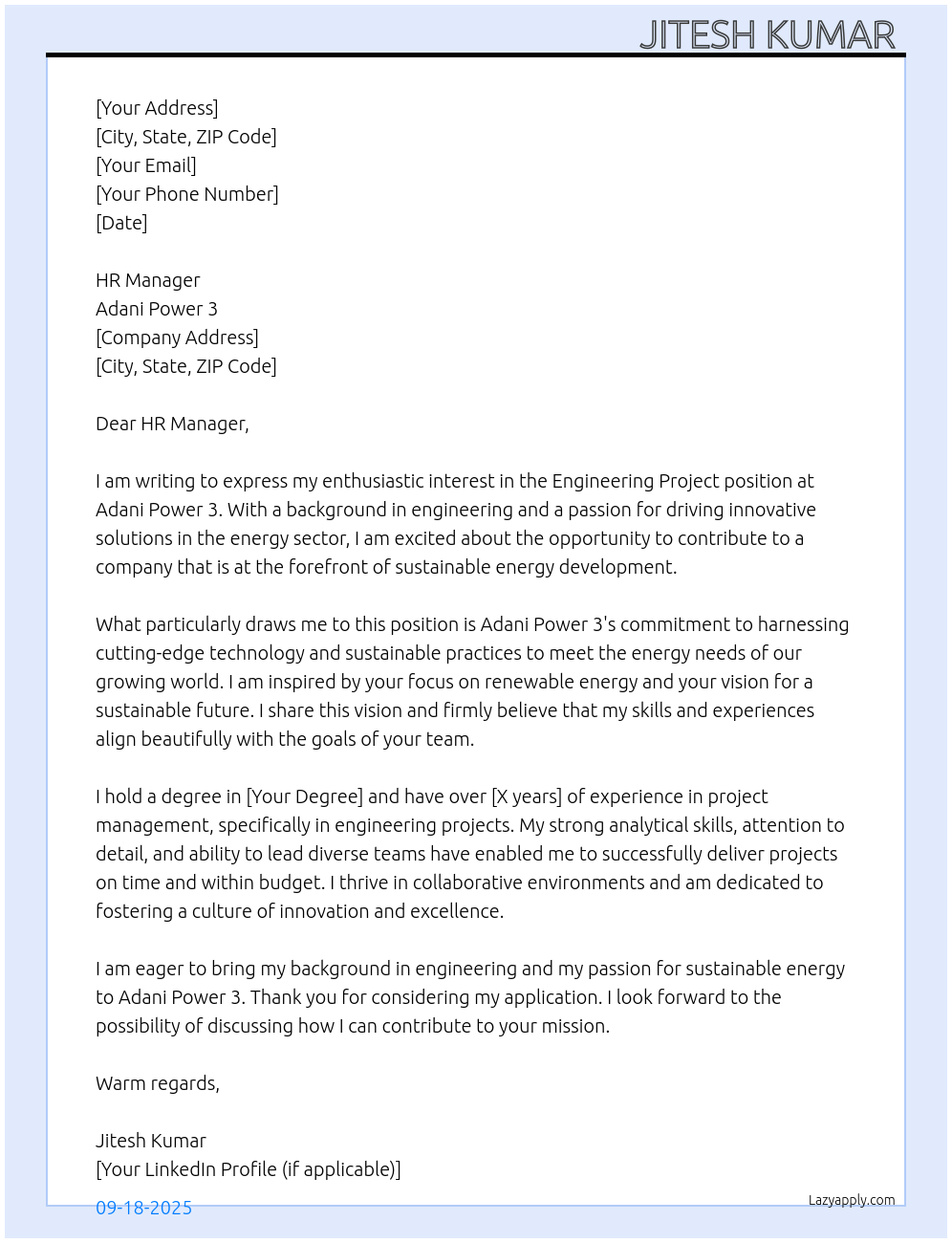 Cover letter for engineering project - LazyApply
