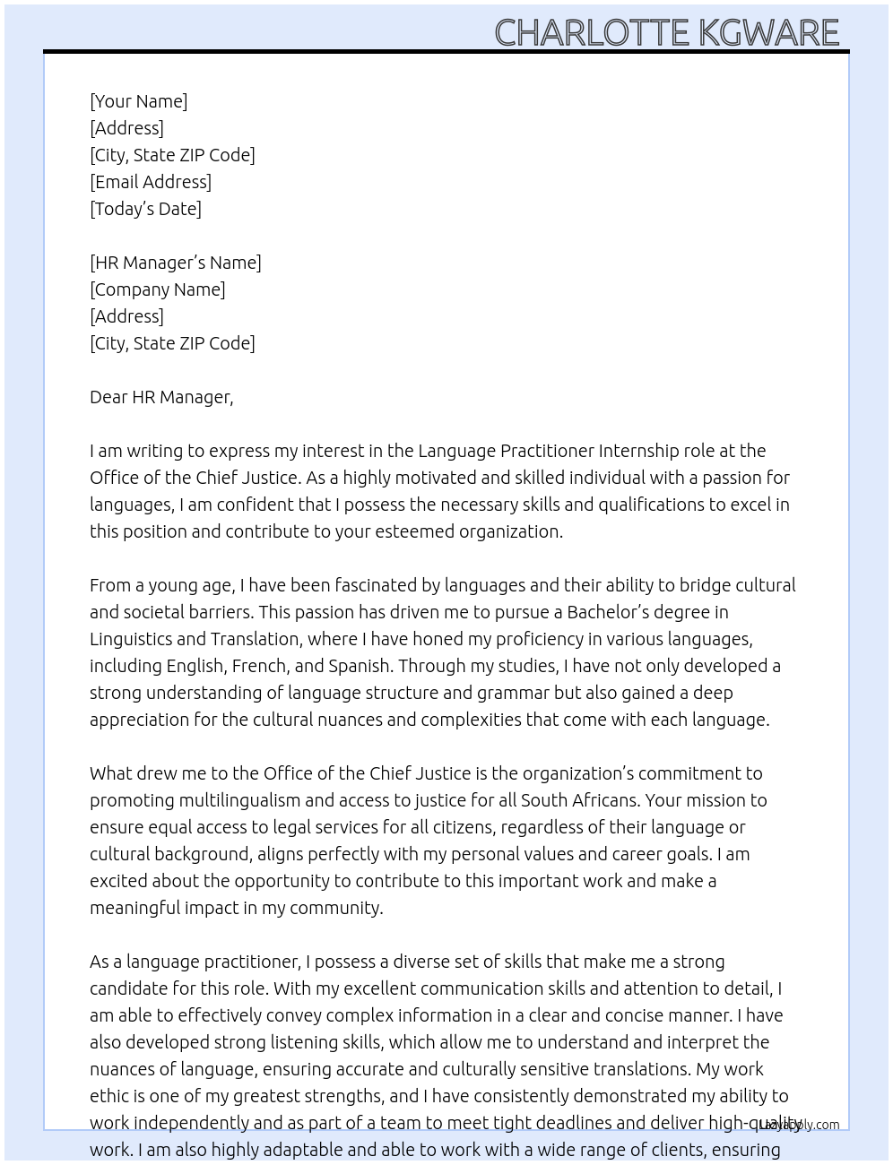 Cover letter for language practitioner - LazyApply