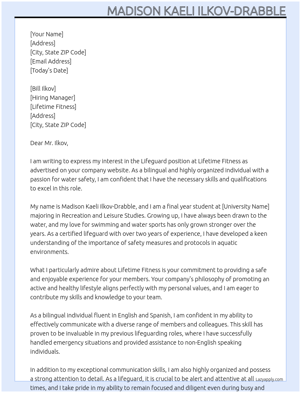 Cover letter for lifeguard - LazyApply