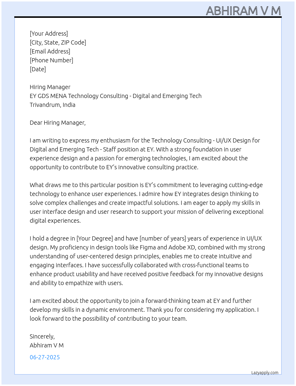 Cover letter for ey - LazyApply