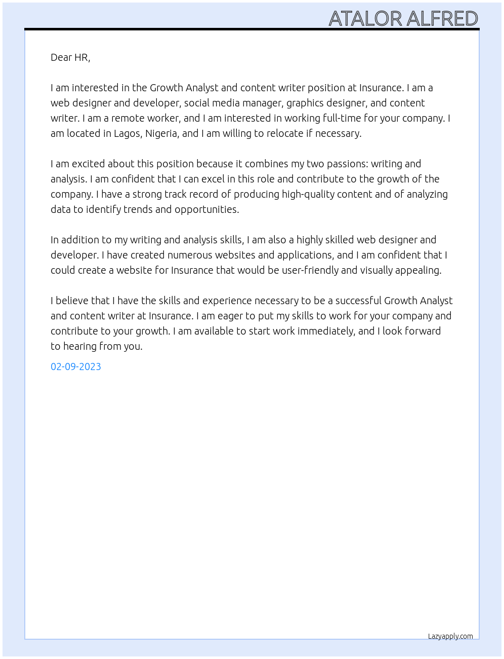 Cover Letter For Insurance LazyApply Cover Letter For Insurance LazyApply