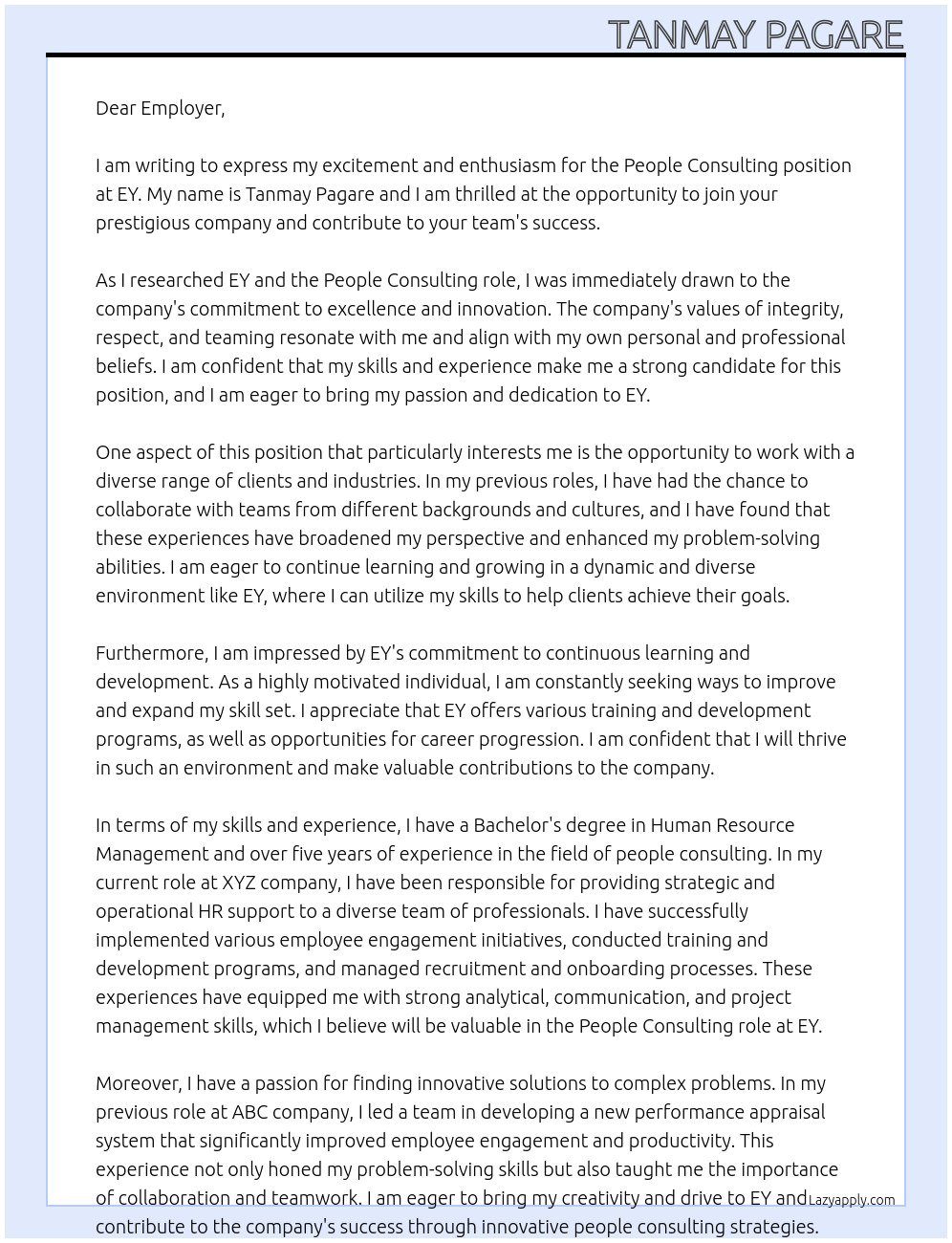 Cover letter for people consulting - LazyApply