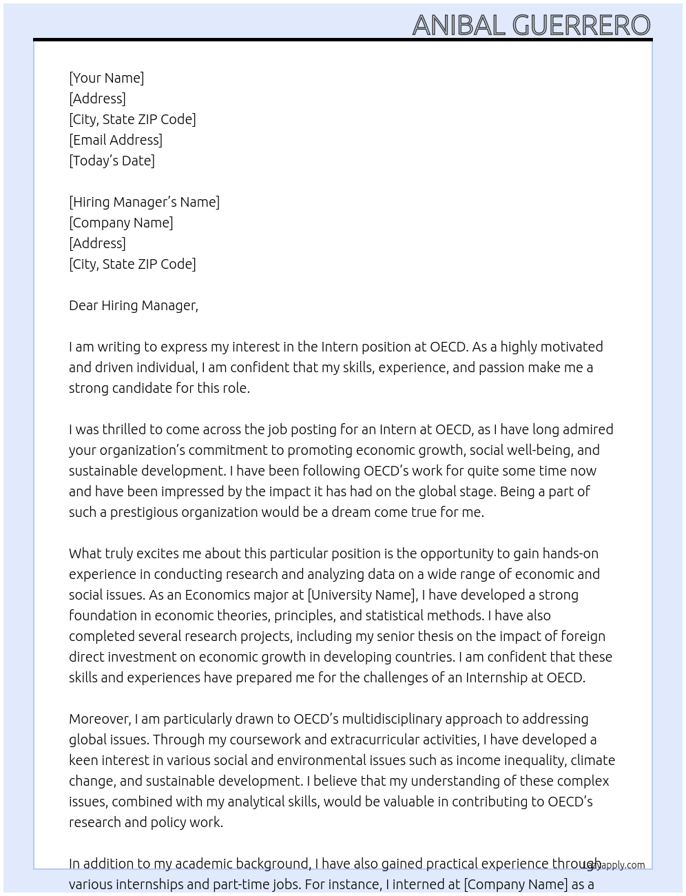 Cover letter for oecd - LazyApply