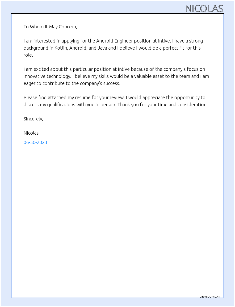 Cover letter for android engineer - LazyApply