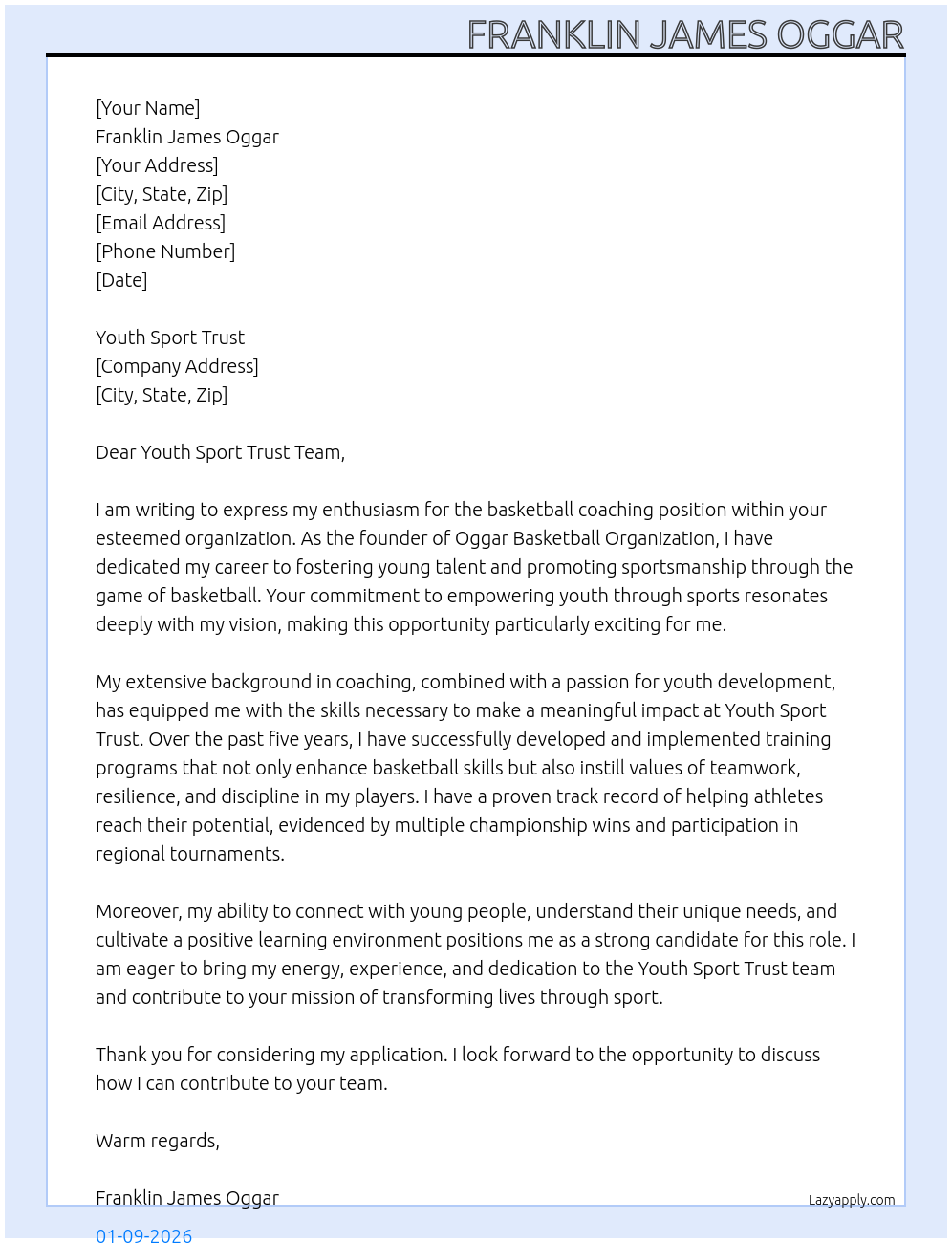 Cover letter for basketball coaching - LazyApply