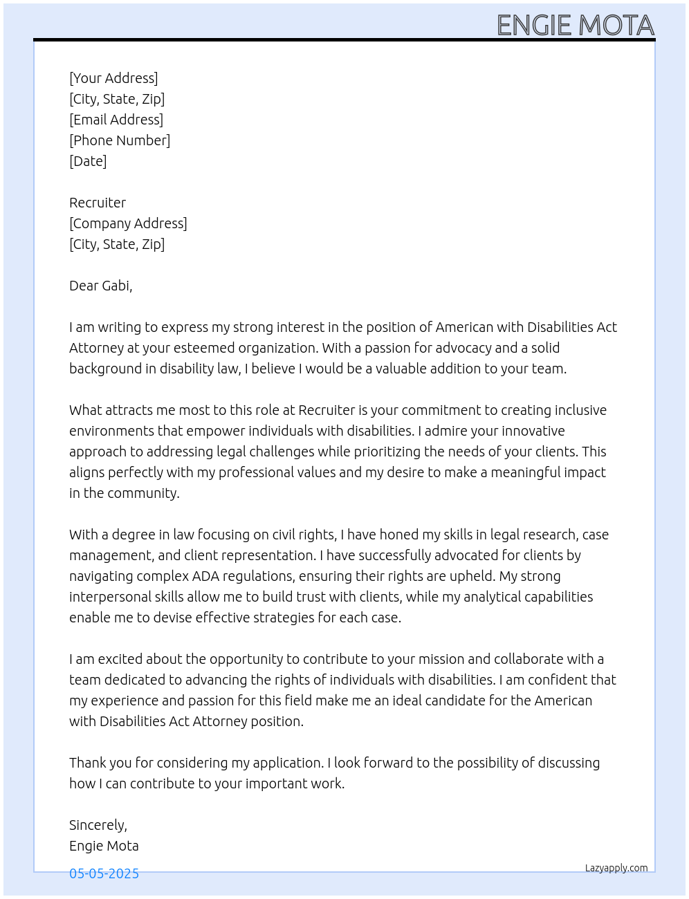 Cover letter for american with disabilities act attorney - LazyApply