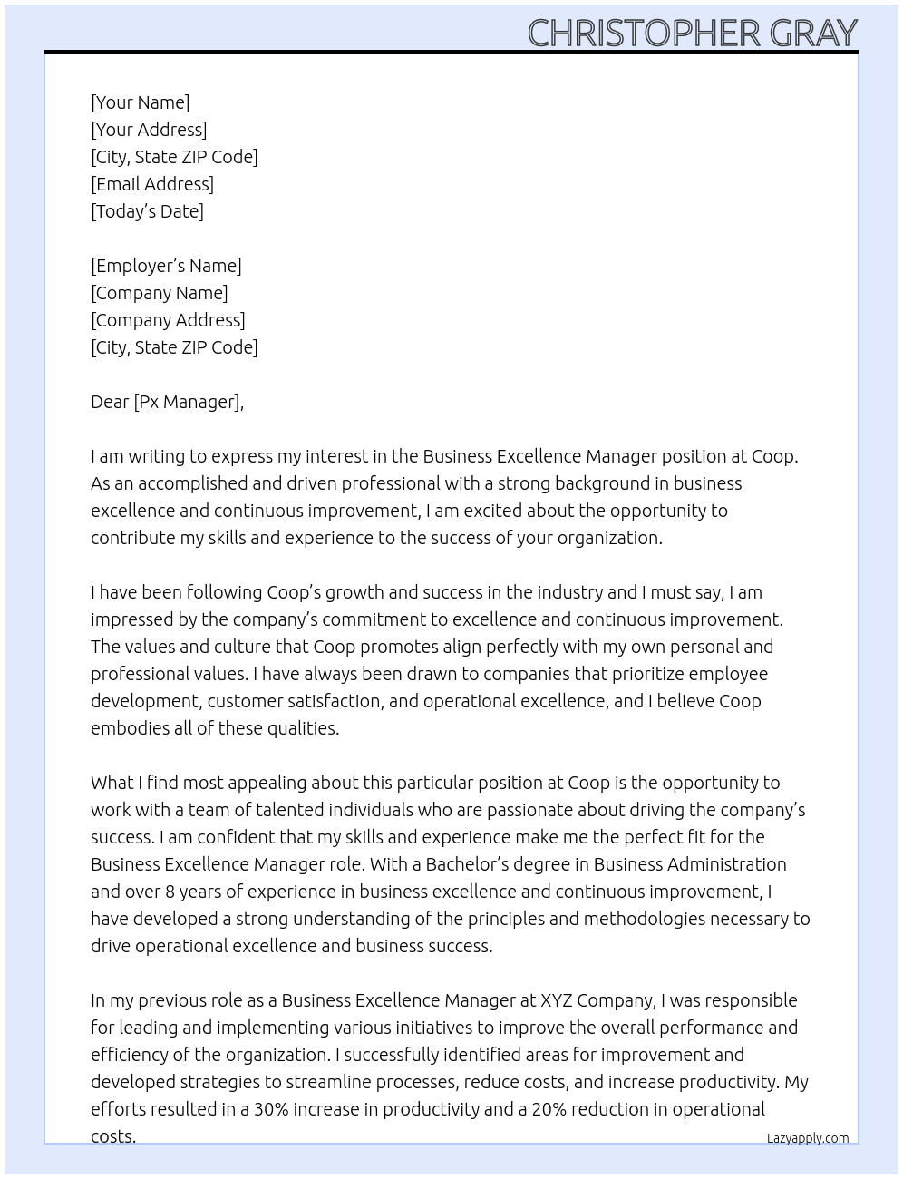 Cover letter for co-op - LazyApply