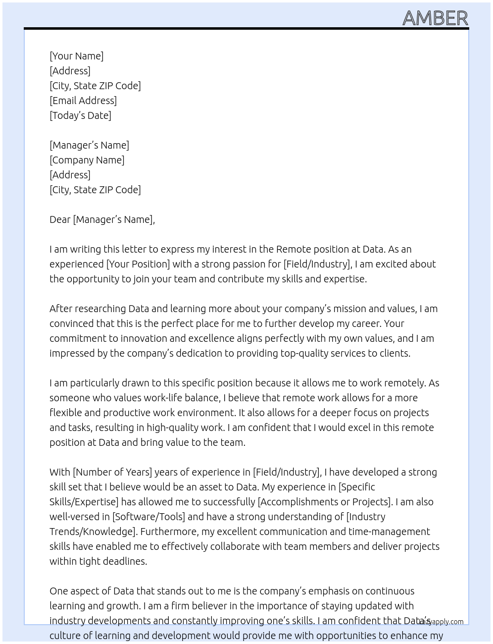 Cover letter for remote - LazyApply